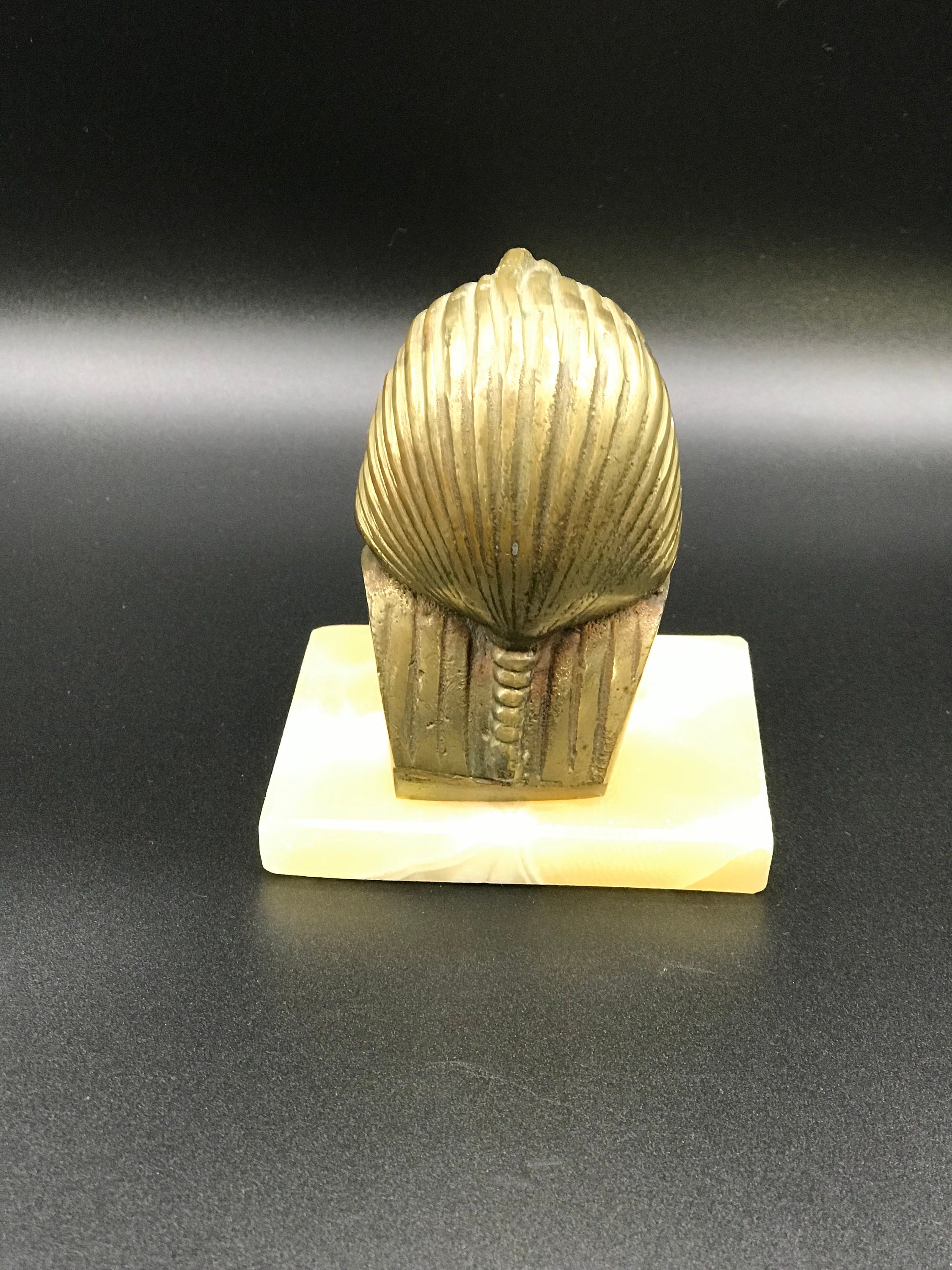 Replica Bronze Tutankhamun Statue on White Marble Base, Ancient Egypt ...