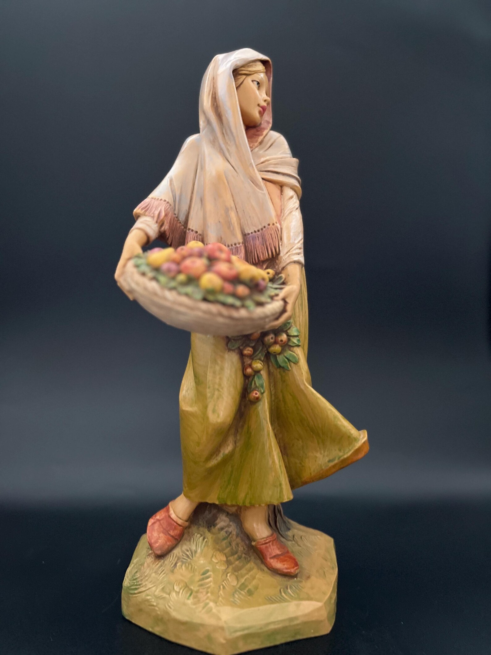 Vintage Hand-painted Girl With Fruit Basket Figurine, Italian Country ...