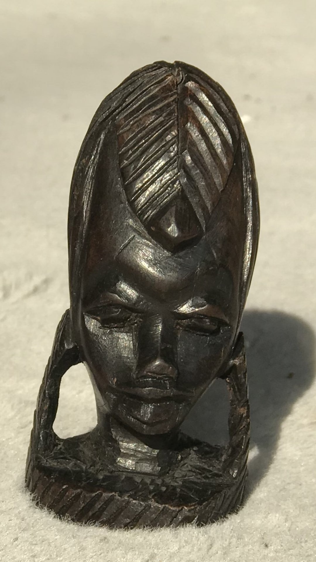 Miniature African Woman Figure, Vintage African Bust, Hand Carved Ebony ...
