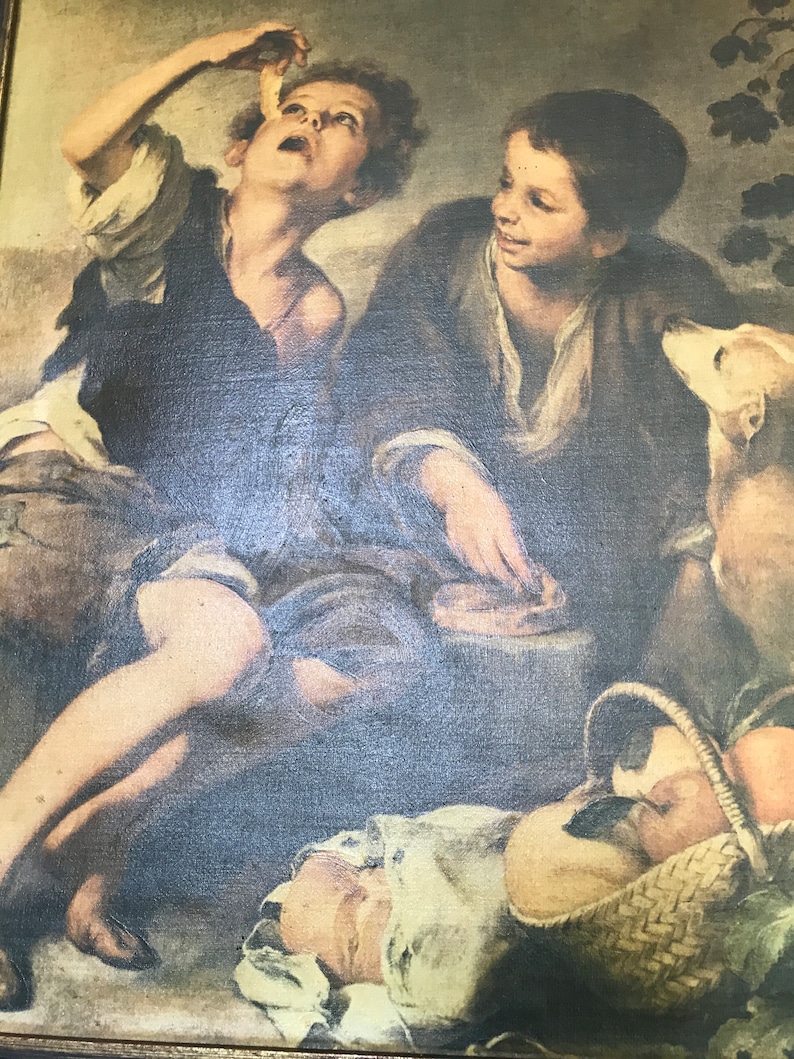 Vintage Art Print of Bartolome Murillo's 'the Pie Eaters', Two Peasant ...
