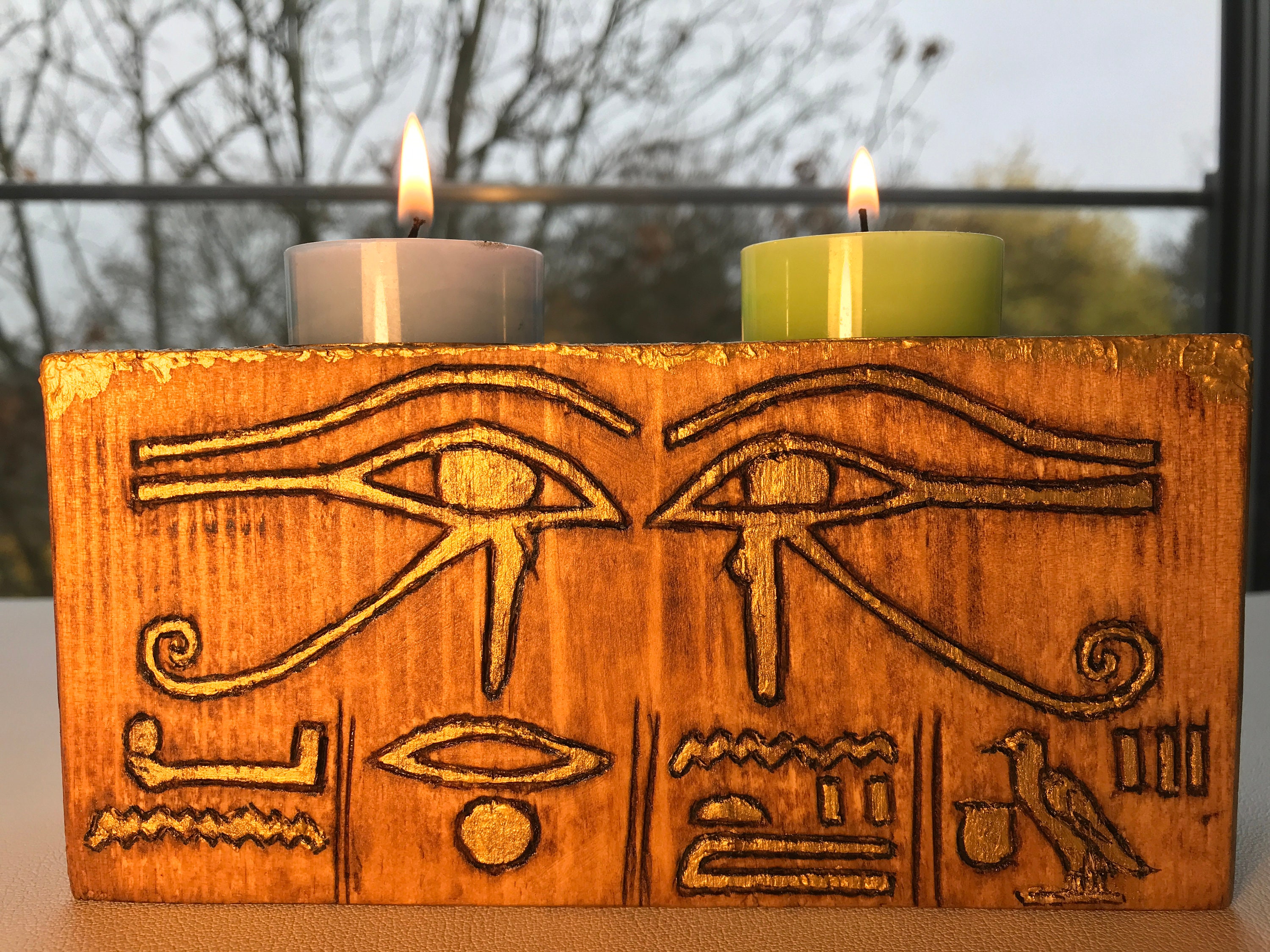 Ancient Egypt Inspired Decor, Egyptian Wooden Candle Holder & Desk ...