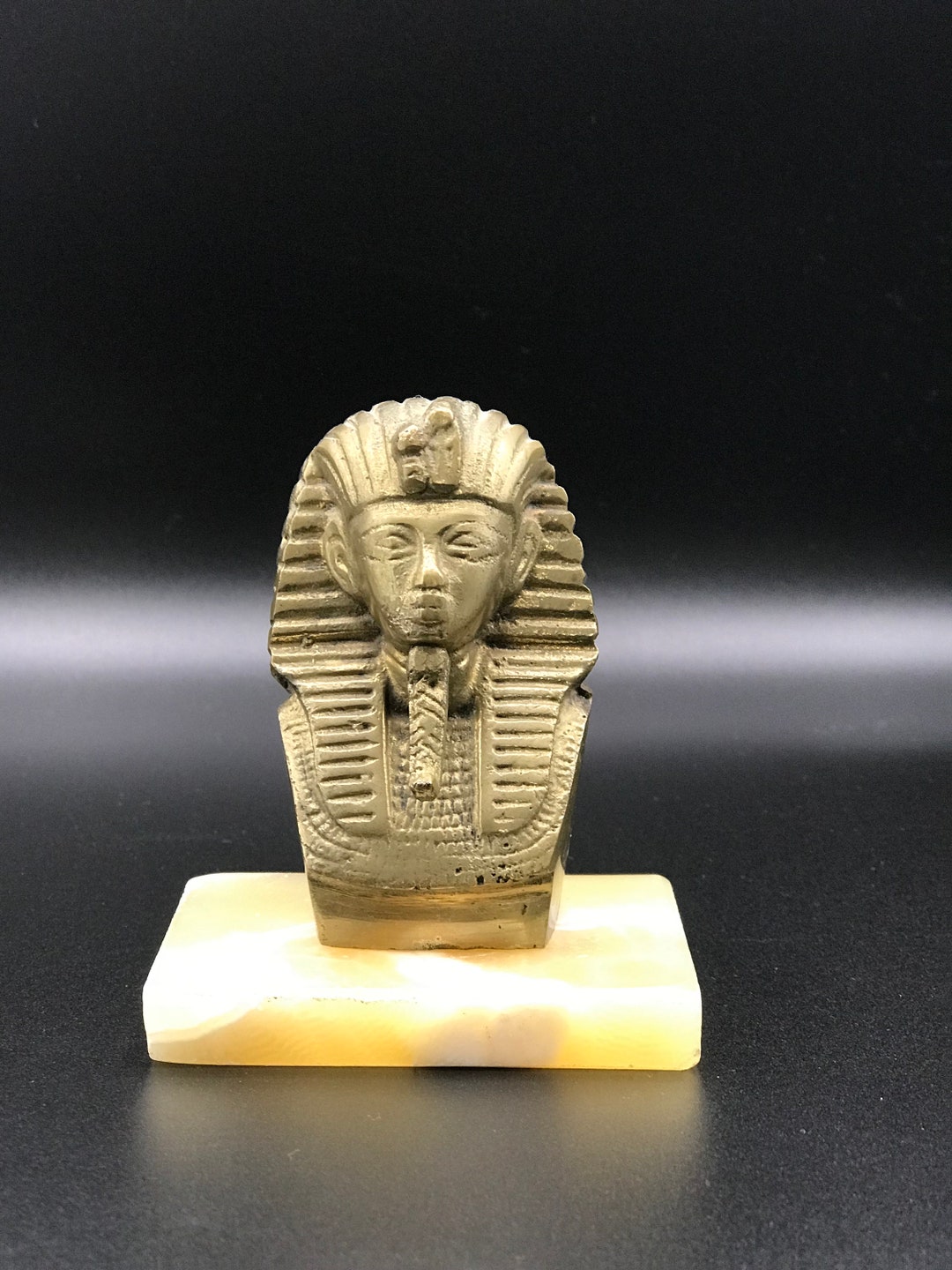 Replica Bronze Tutankhamun Statue on White Marble Base, Ancient Egypt ...