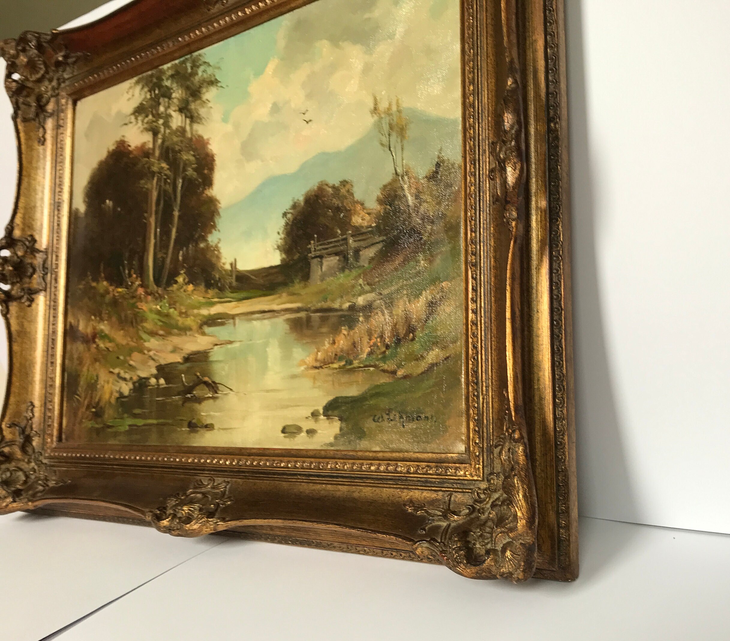 Antique Oil Landscape Painting, Signed W. Lehmann 19th Century Painting ...