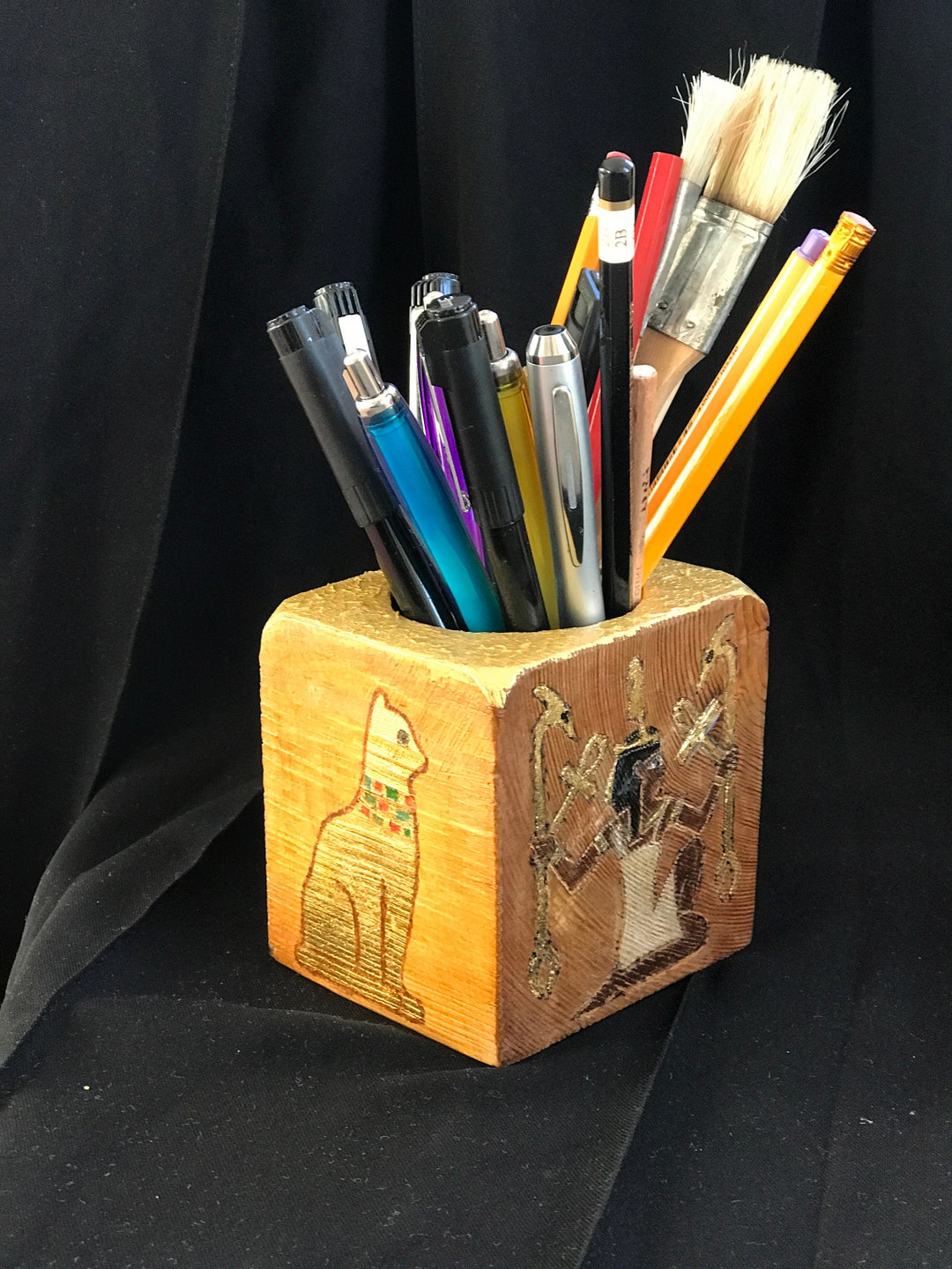 Handmade Wood Art, Pens Holder, Ancient Egypt Art, History Enthusiasts ...