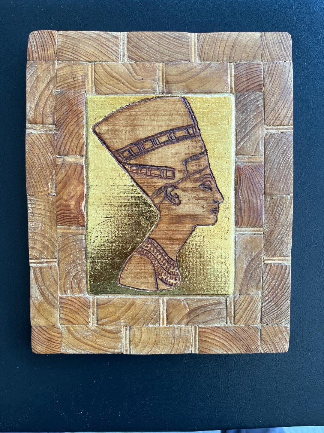 Queen Nefertiti, Handcrafted Wooden Wall Art, Gilded Relief, Ancient Egyptian Art, Versatile ...
