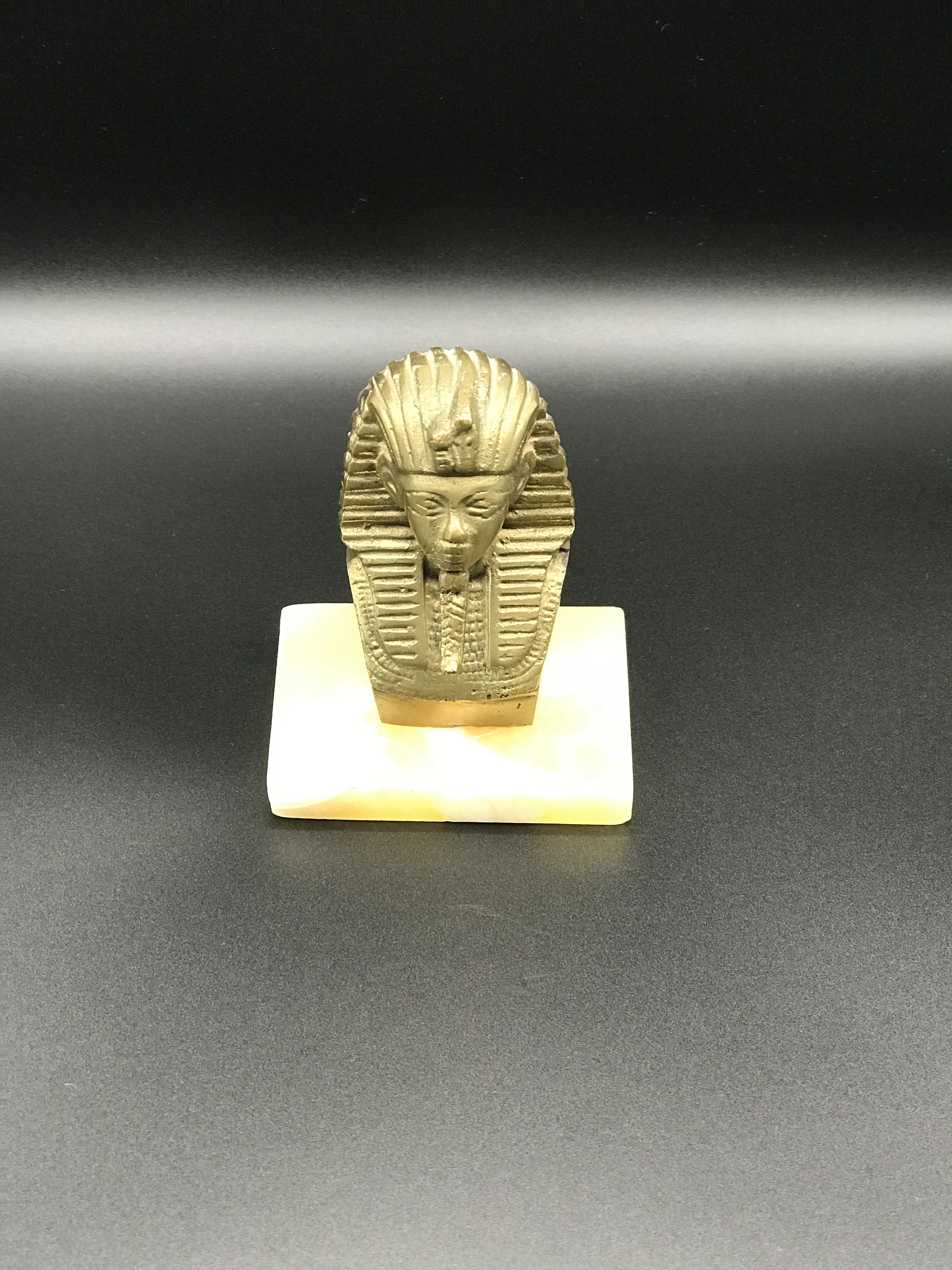 Replica Bronze Tutankhamun Statue on White Marble Base, Ancient Egypt ...