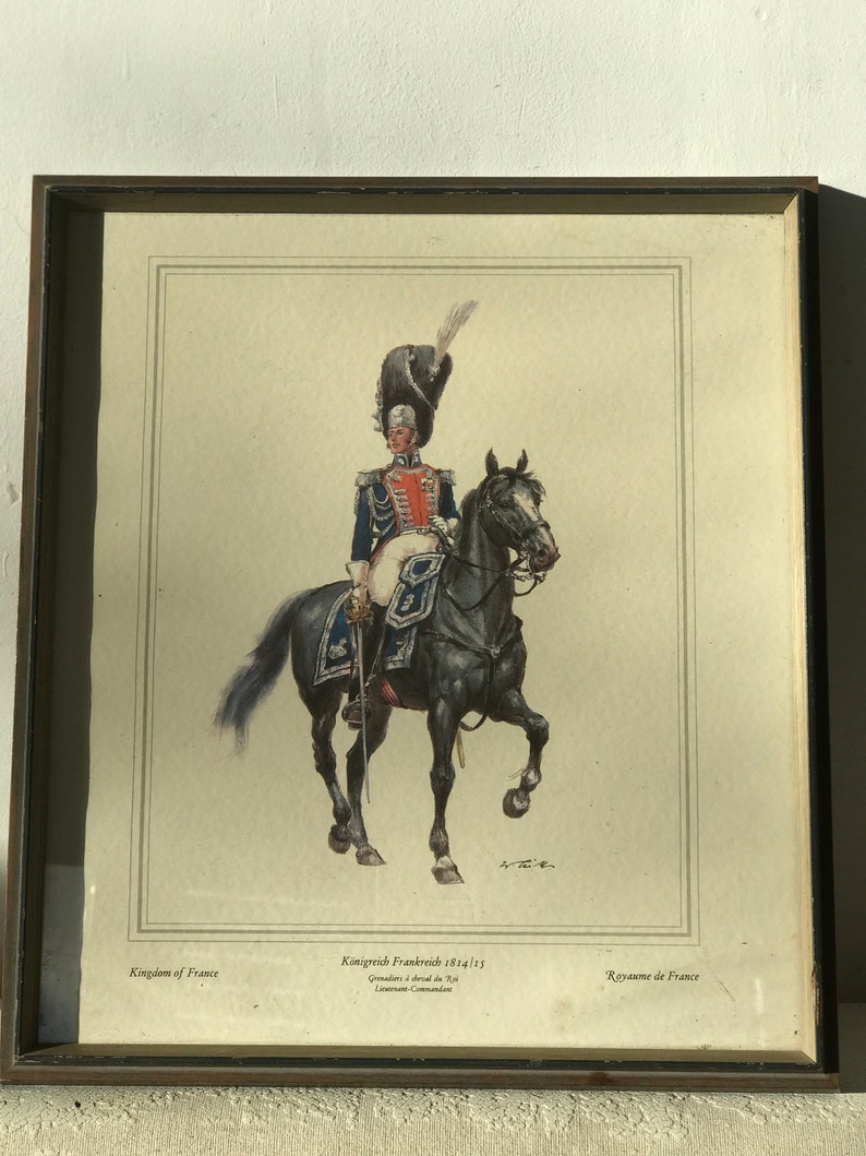 Antique Lithograph Kingdom of France 1815, Grenadier Ridding a Hours ...