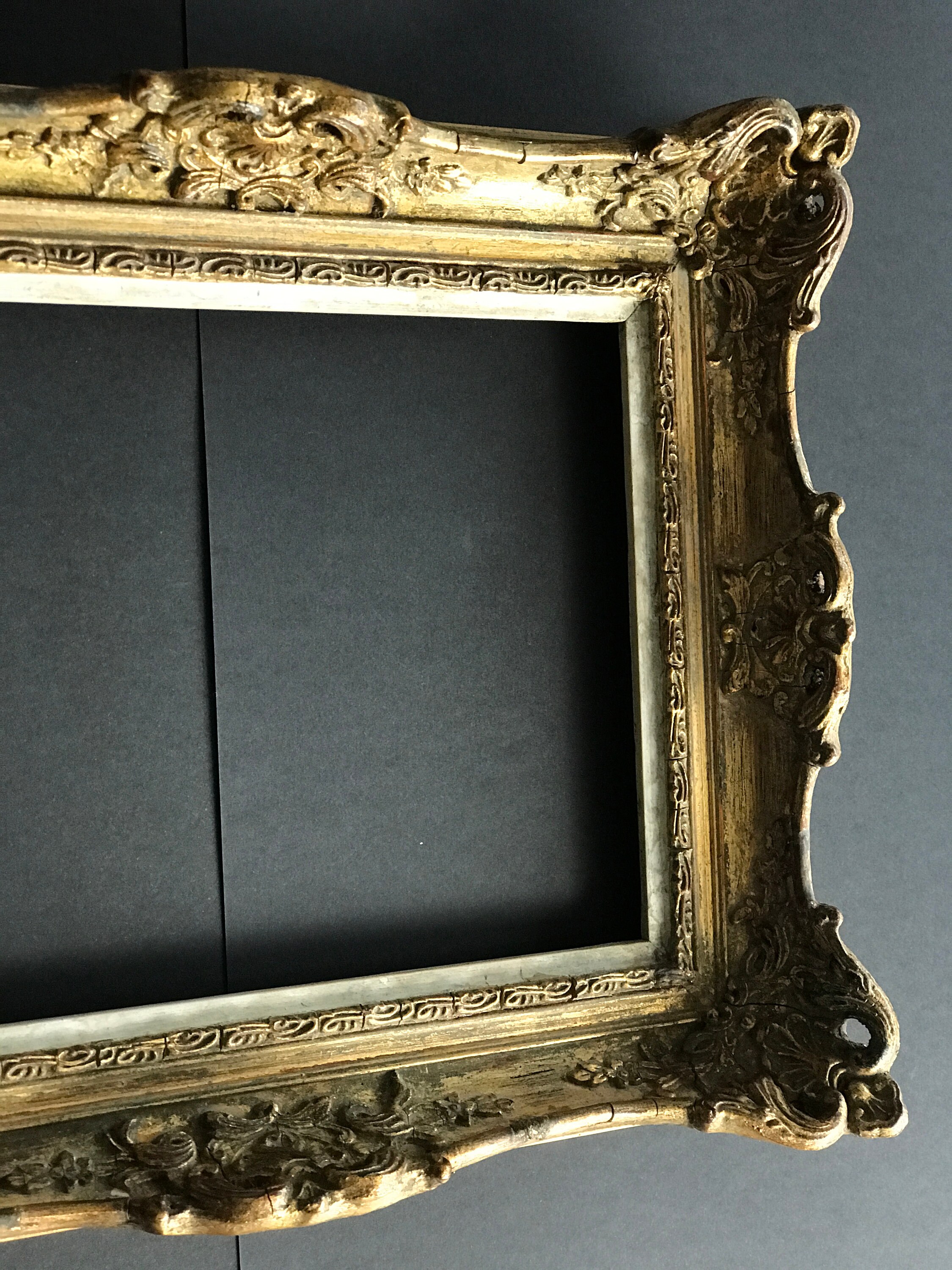 Antique Baroque Frame, Gilded Wooden Gesso Frame, European Engraved ...