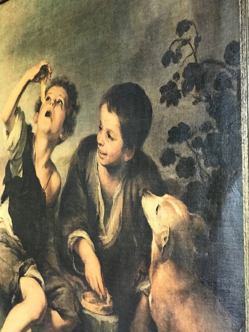 Vintage Art Print of Bartolome Murillo's 'the Pie Eaters', Two Peasant ...