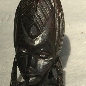 Miniature African Woman Figure, Vintage African Bust, Hand Carved Ebony ...