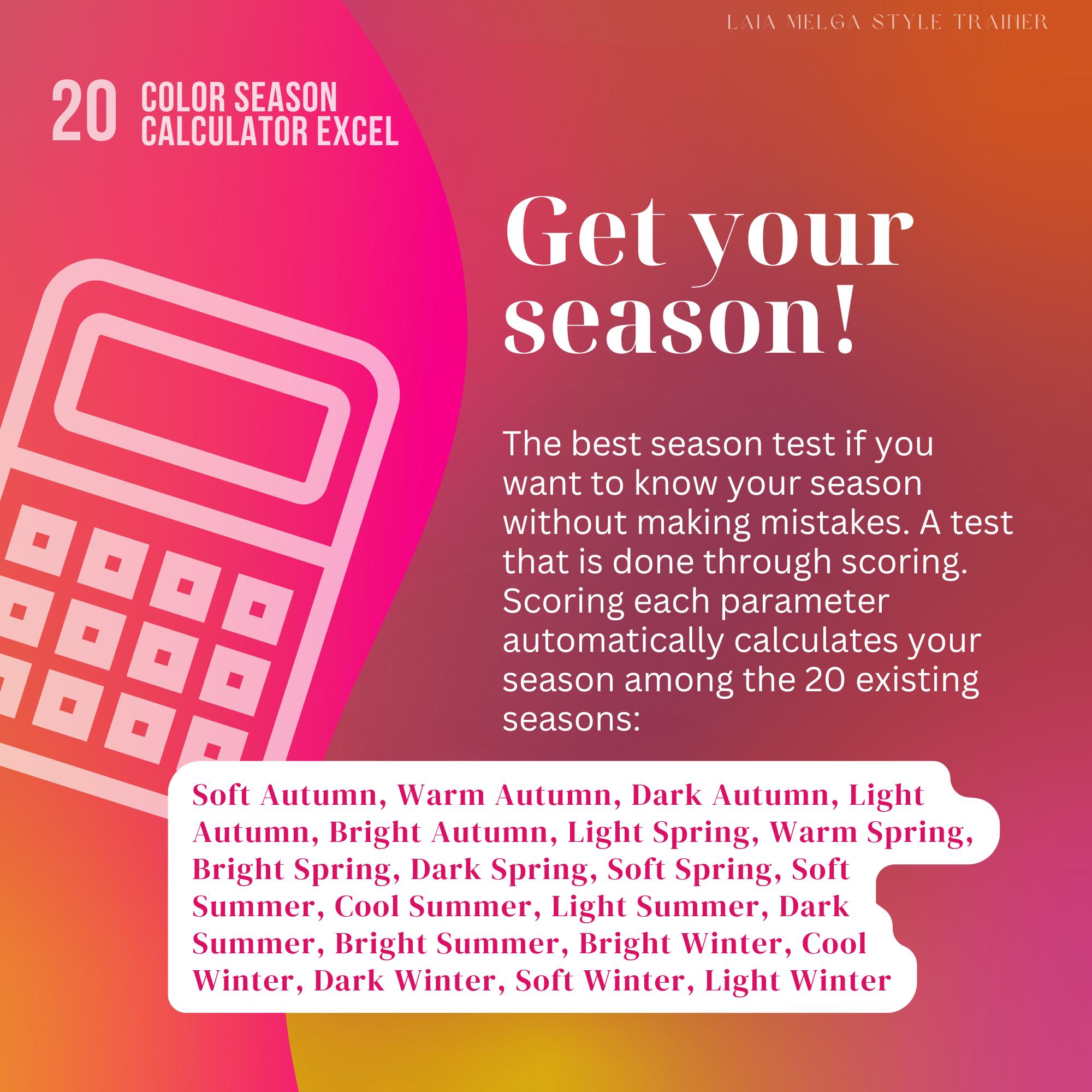 20 Color Season Calculator Excel / 12 Color Season Test / 16 Color ...