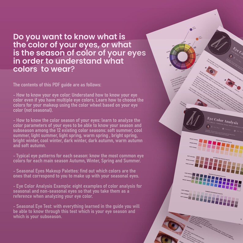 Seasonal Eye Color Analysis Guide PDF / Eye Seasonal Pattern / - Etsy