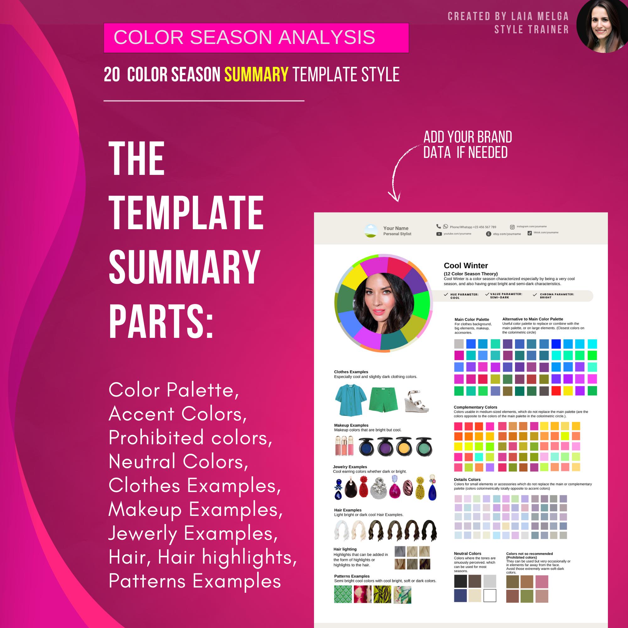 16 Color Season Analysis Canva Editable Template Summary Chart / 20 ...