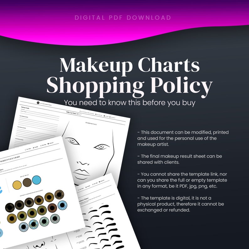 Canva Editable and Printable Makeup Face Chart / Makeup Refillable Sheet With Canva for Makeup ...
