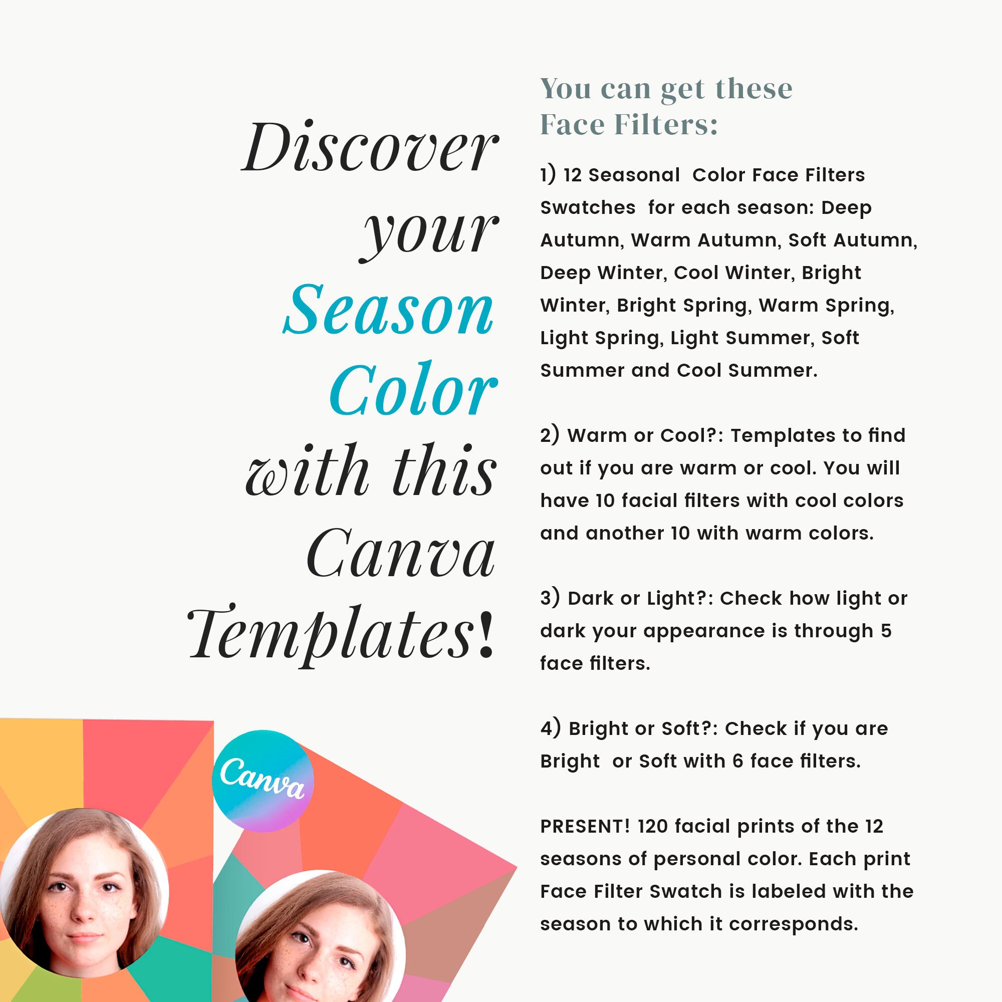 Canva Template Personal Color Analysis / 12 Seasons Personal - Etsy ...