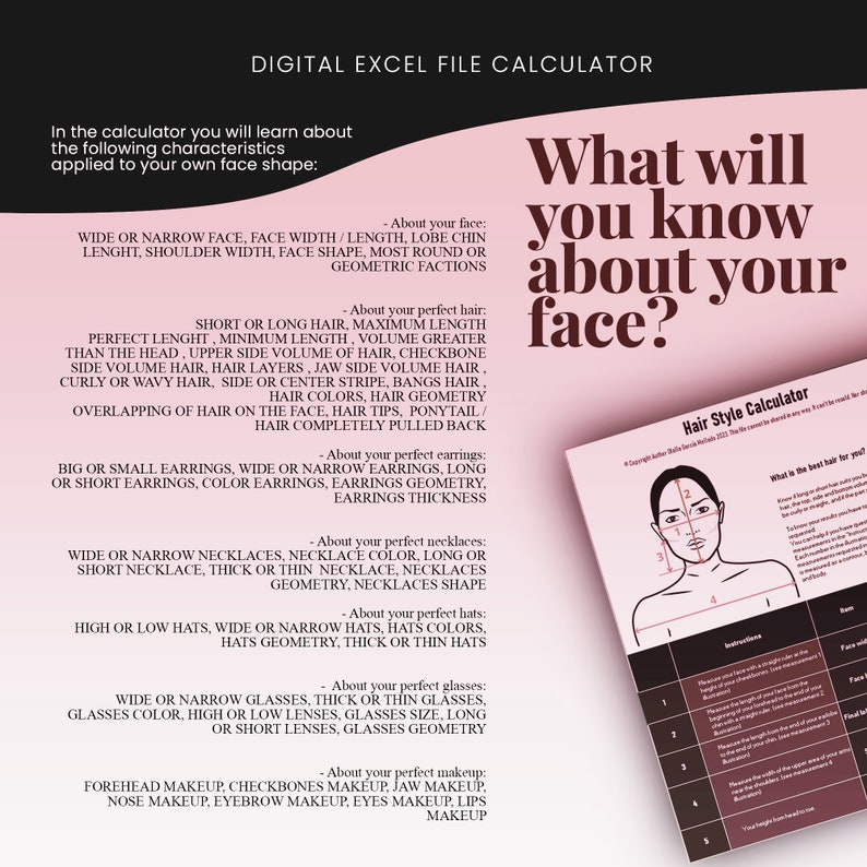 Face Shape Style Calculator Advanced / Hair Style Calculator / Stylist ...