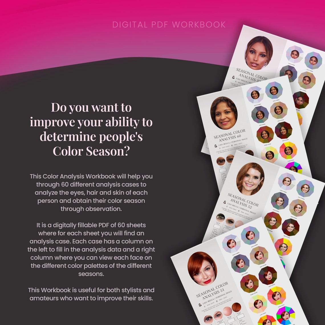 Seasonal Color Analysis Workbook With 60 Exercises / 12 Color Season ...