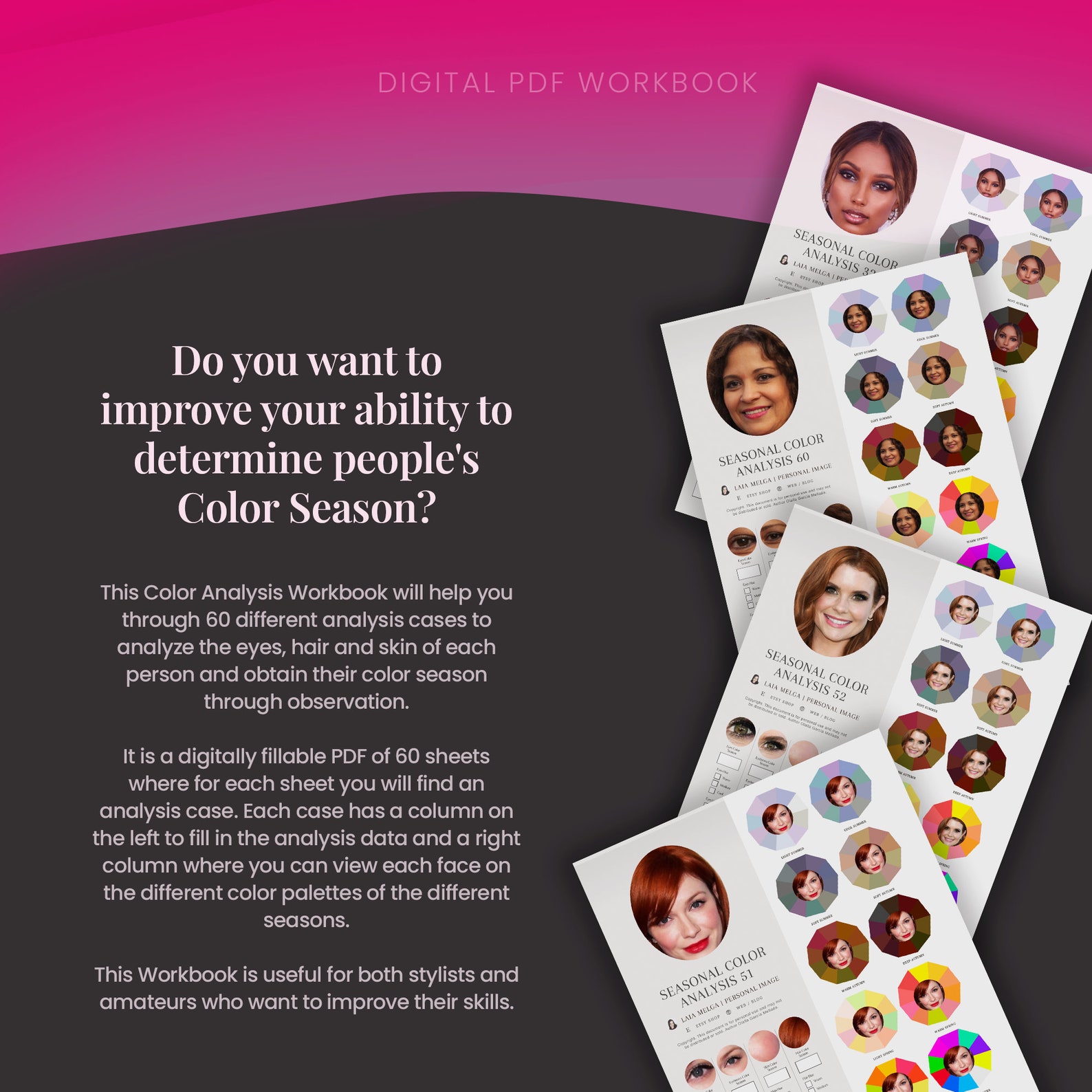 Seasonal Color Analysis Workbook With 60 Exercises / 12 Color Season ...