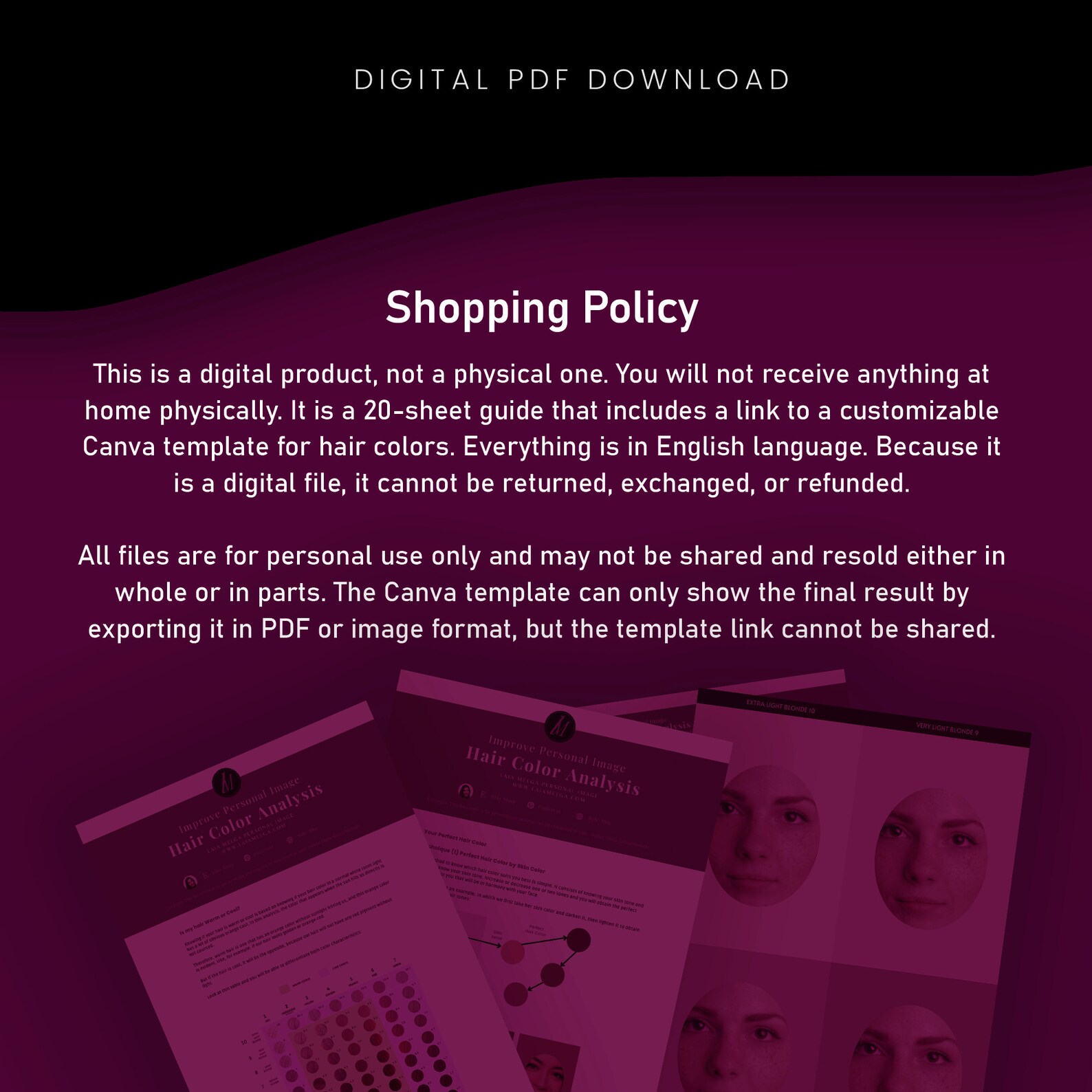 Kit Hair Color Analysis Guide and Canva Template Hair Color / Hair ...