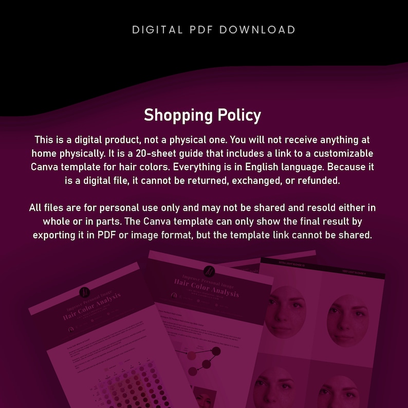 Kit Hair Color Analysis Guide and Canva Template Hair Color / Hair ...