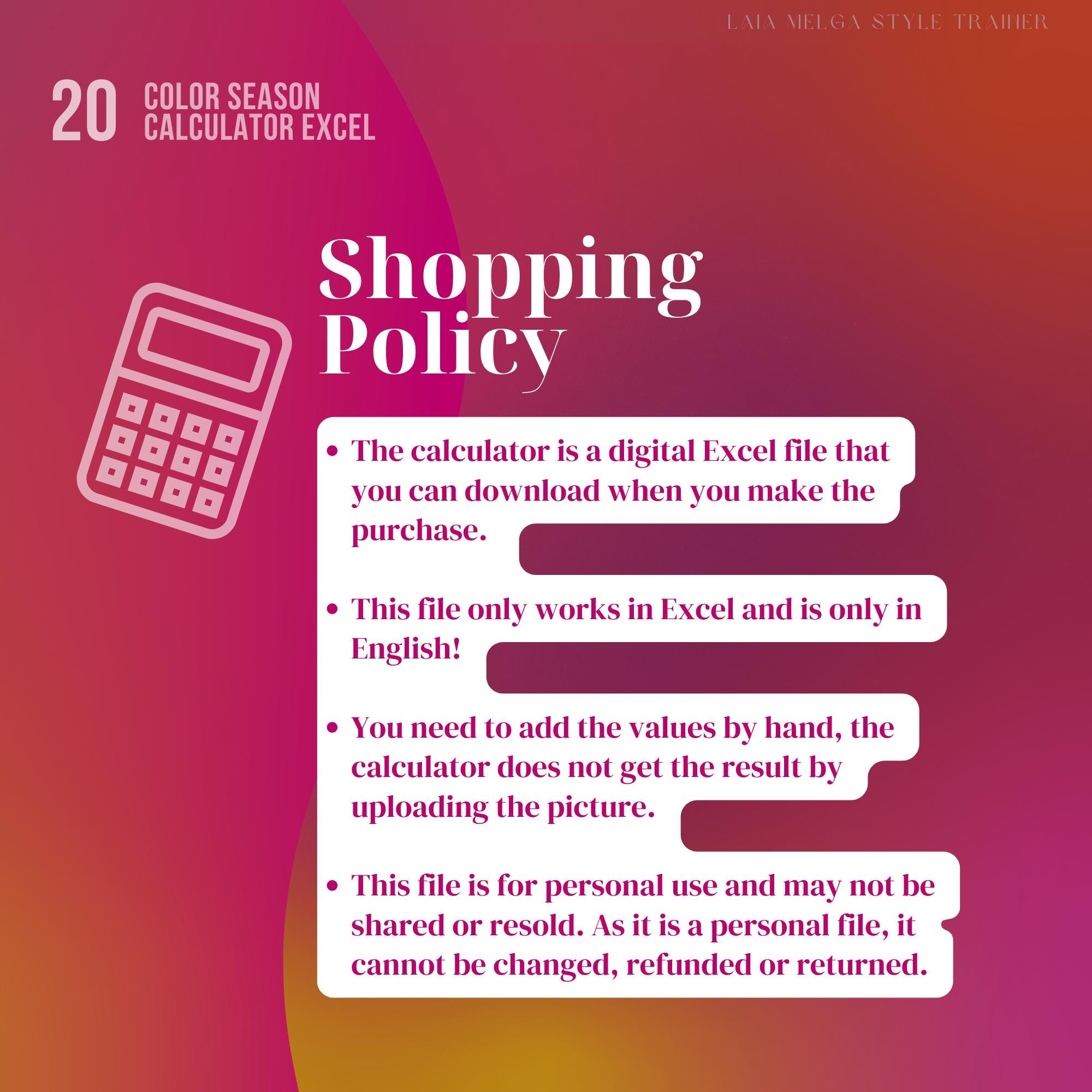 20 Color Season Calculator Excel / 12 Color Season Test / 16 Color ...