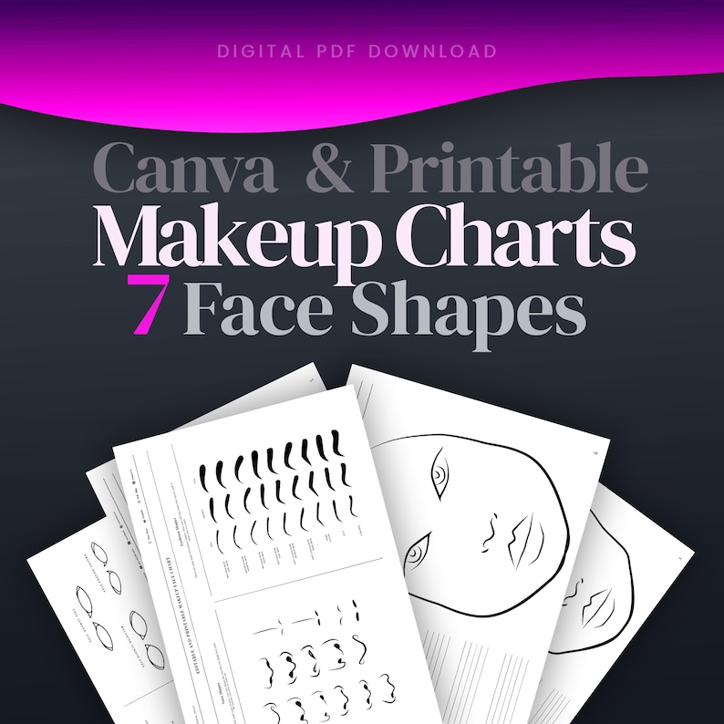 Canva Editable and Printable Makeup Face Chart / Makeup - Etsy