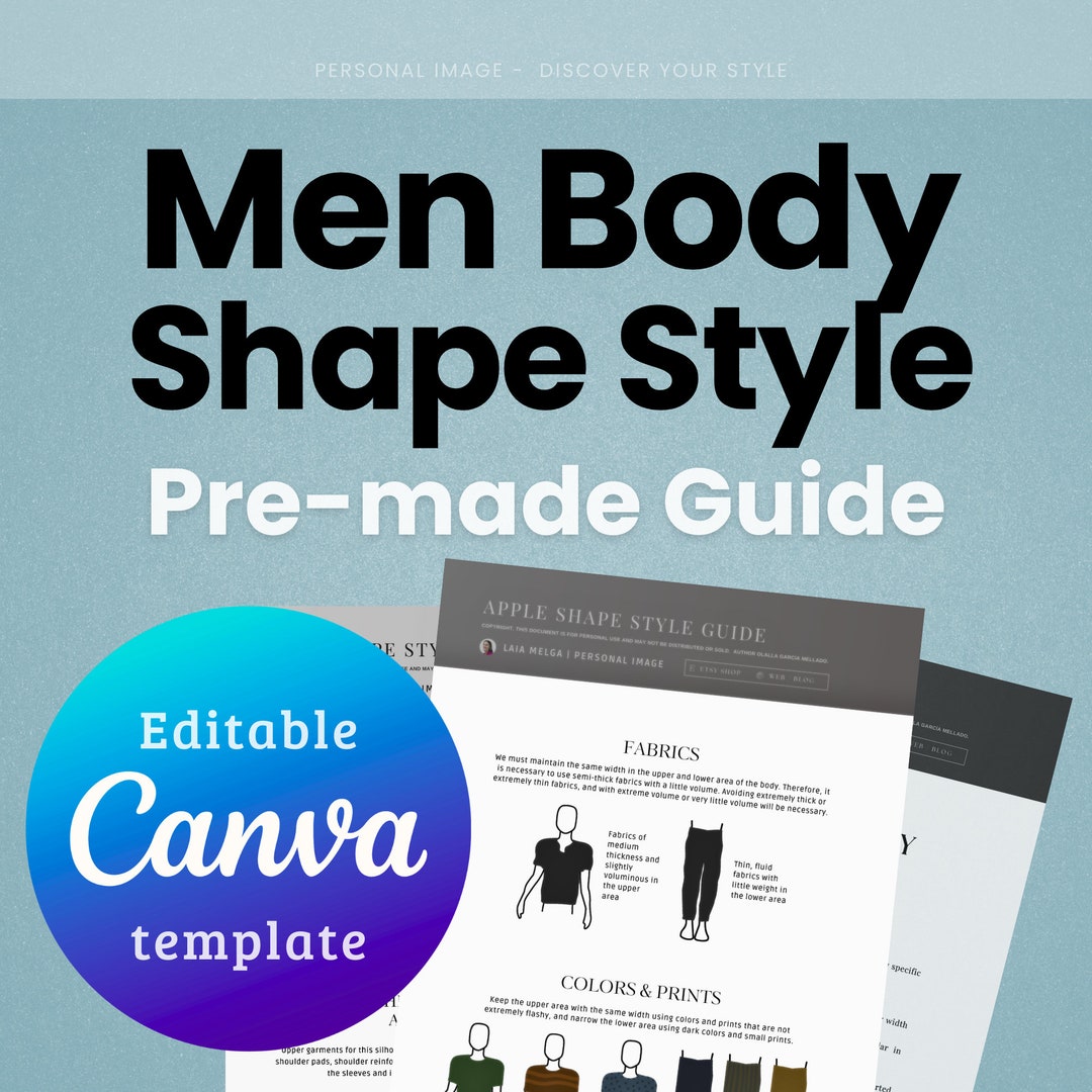 Pre-made Male Body Style Guide Also Editable in Canva Template Report ...