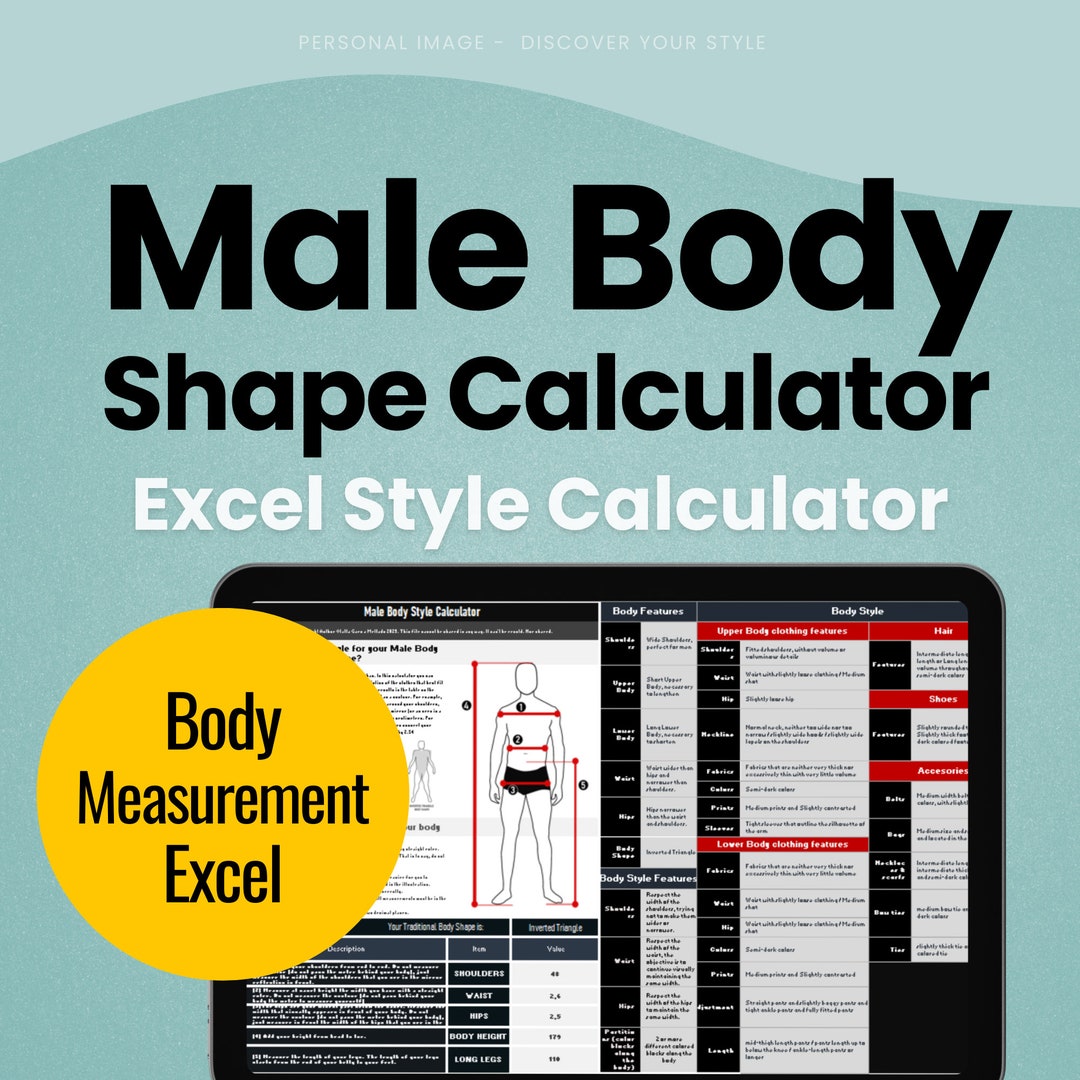 Male Body Style Shape Calculator Excel for Pear, Hourglass, Inverted ...