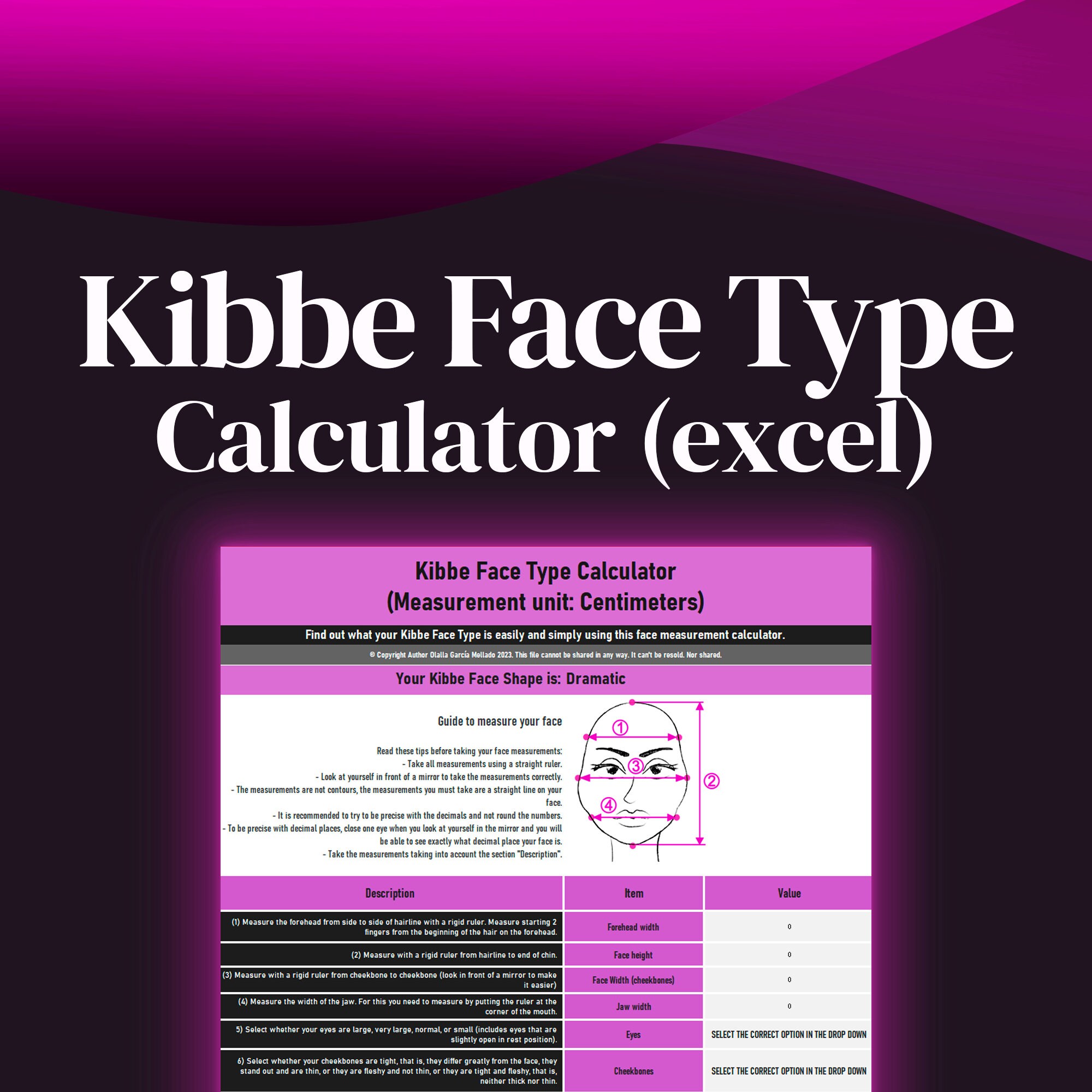 Kibbe Face Type Calculator / Kibbe Measurement Calculator / - Etsy Canada