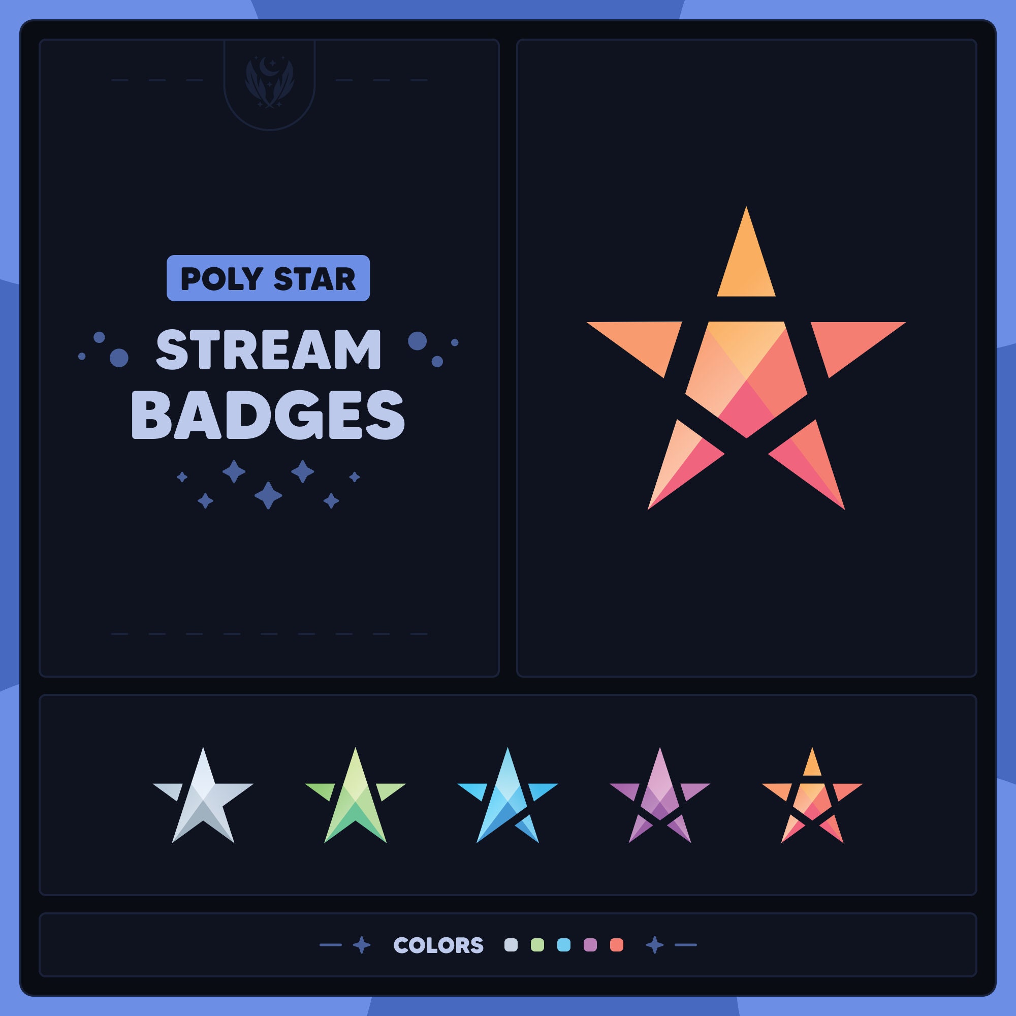 Stars Sub Badges for Twitch Twitch Sub & Bit Badges Low Poly Sub Badges ...