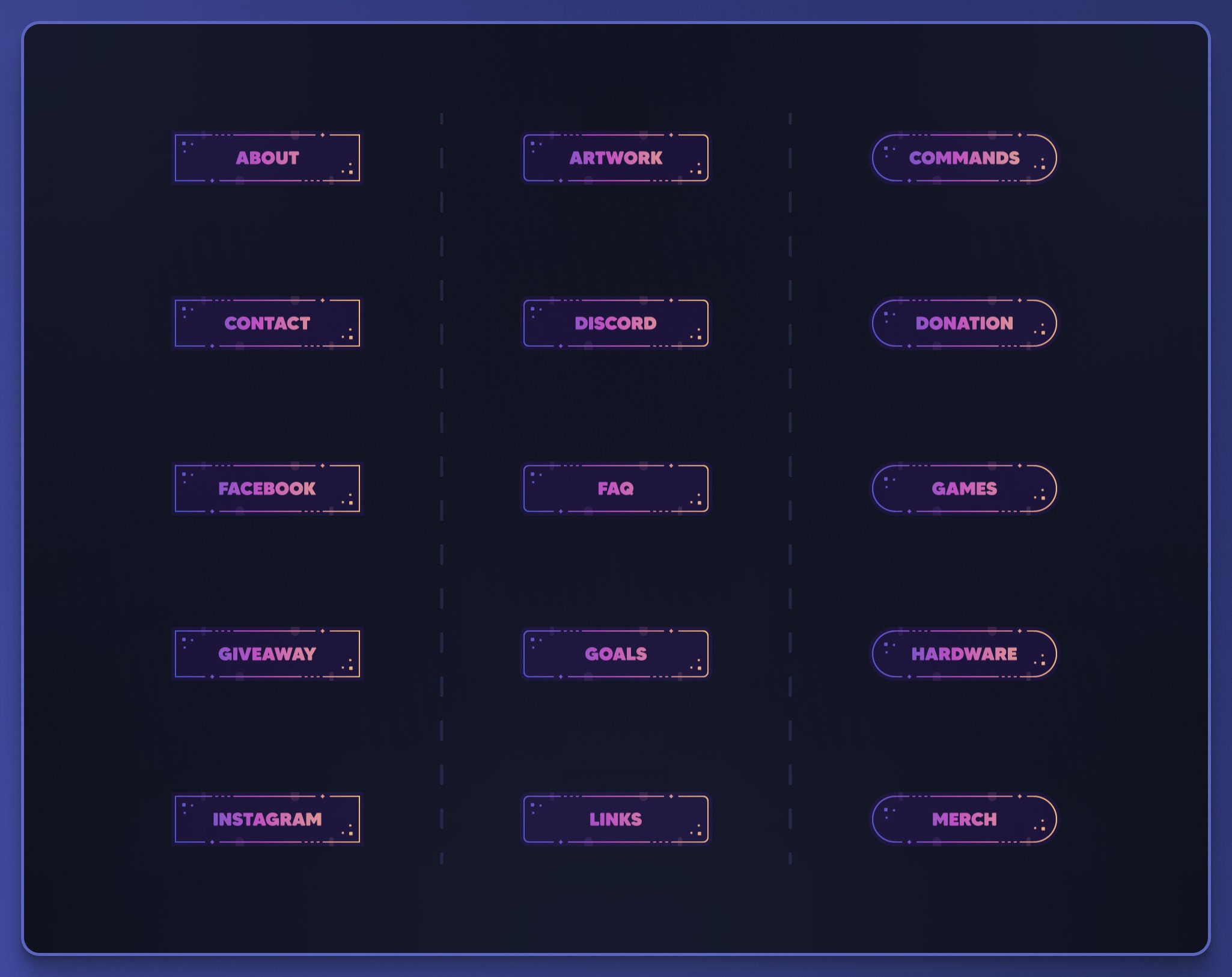 Starlight 30 Twitch Panels in 3 Versions and 6 Colors Kawaii - Etsy