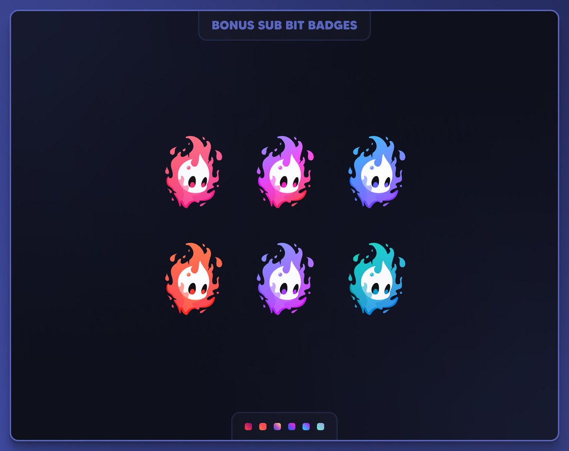 Firehead 30 Twitch Panels & Sub Bit Badges in 6 Colors Cute - Etsy