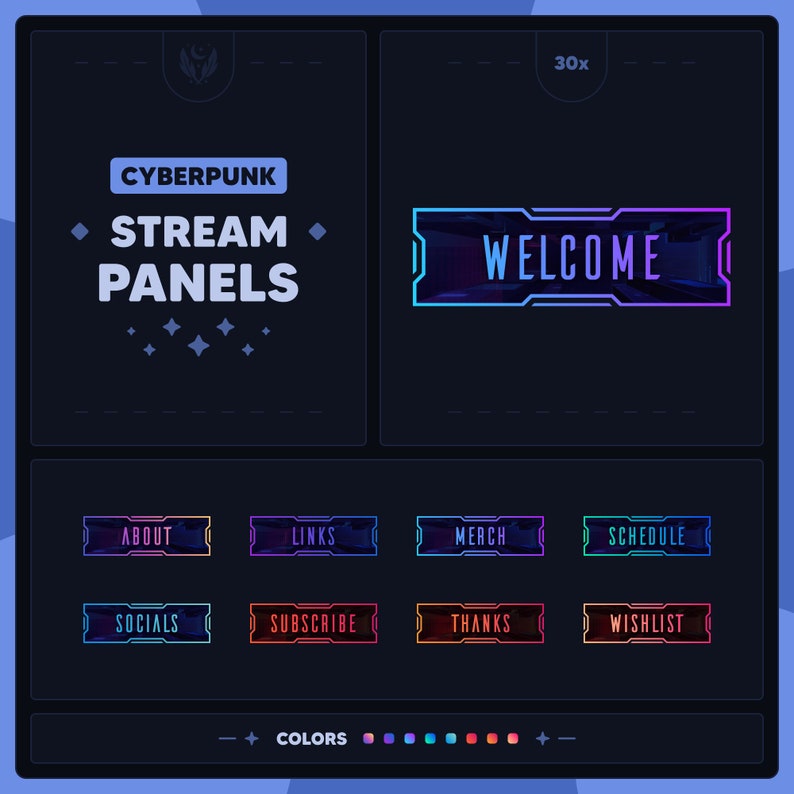Cyberpunk 30 Twitch Panels in 8 Colors Cyber Panels Hacker Panels Neon ...