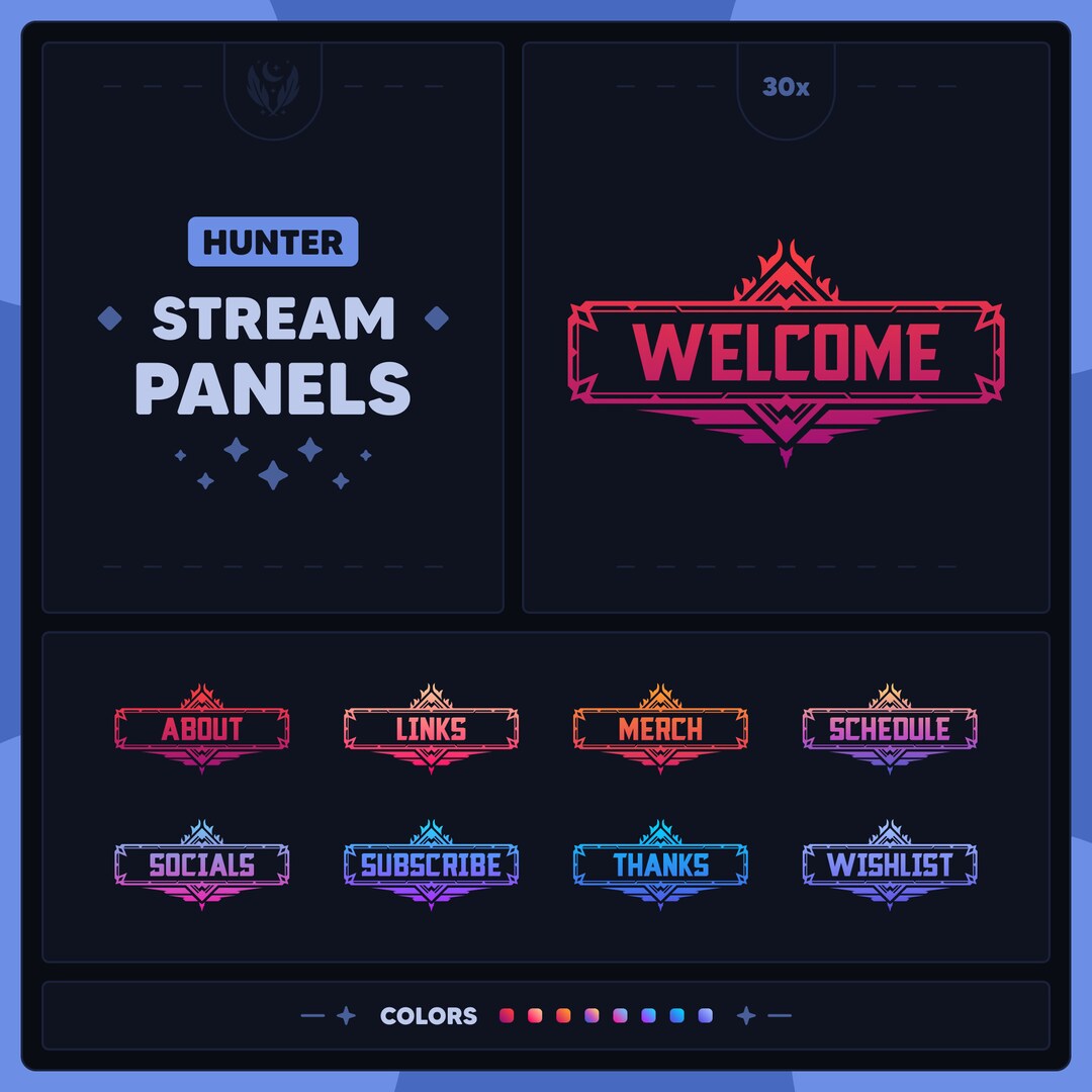 Hunter 30 Twitch Panels in 8 Colors Apex Legends Panels Gaming Panels ...