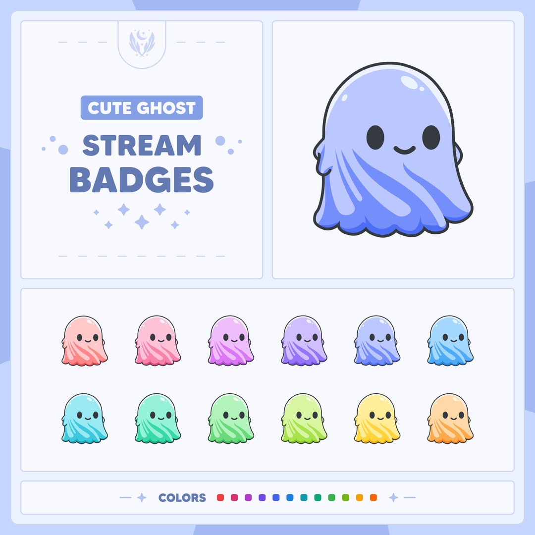 Cute Ghost Sub Badges for Twitch Twitch Sub & Bit Badges Spirit Sub ...