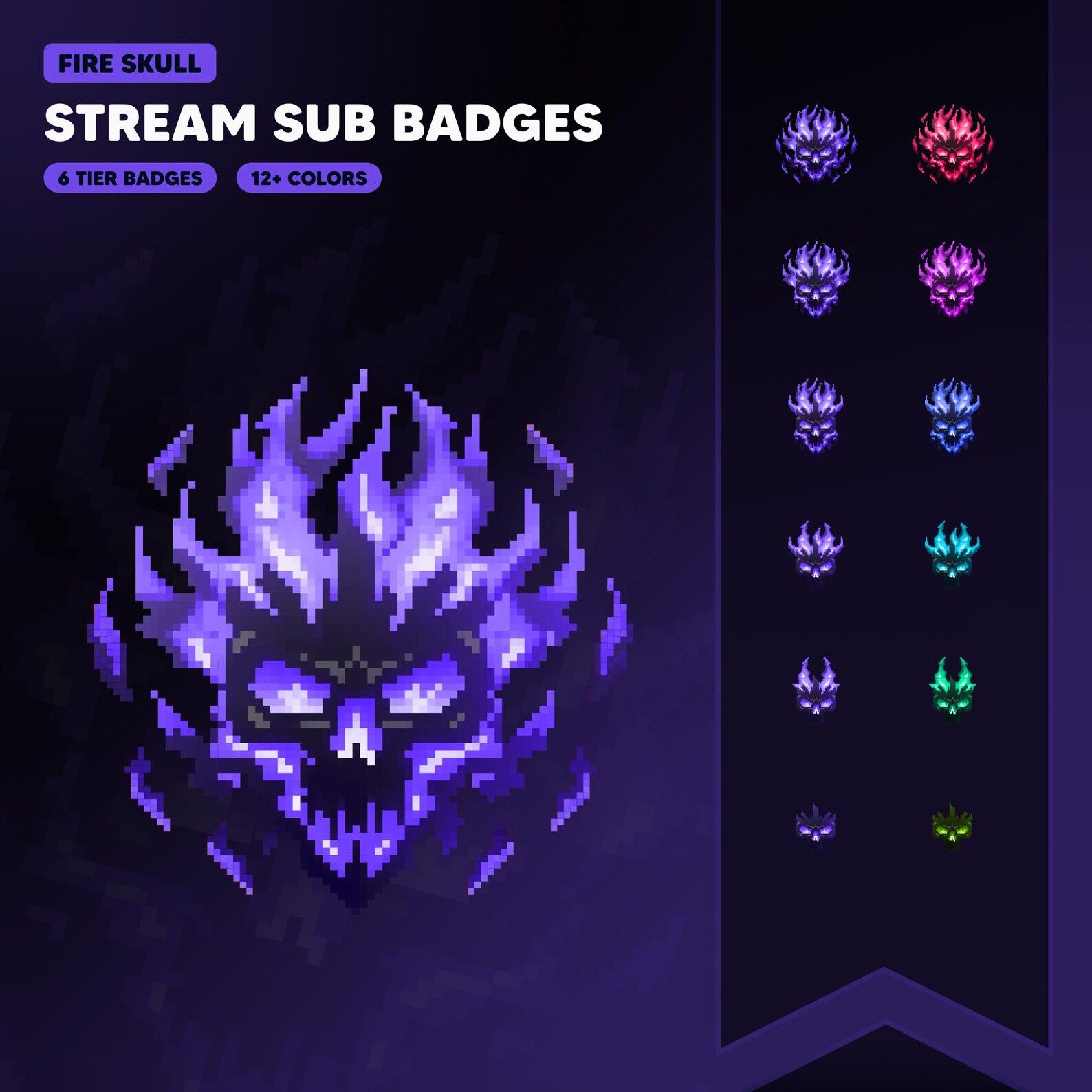 Skulls Sub Badges for Twitch | Twitch Sub & Bit Badges | 8bit Sub ...