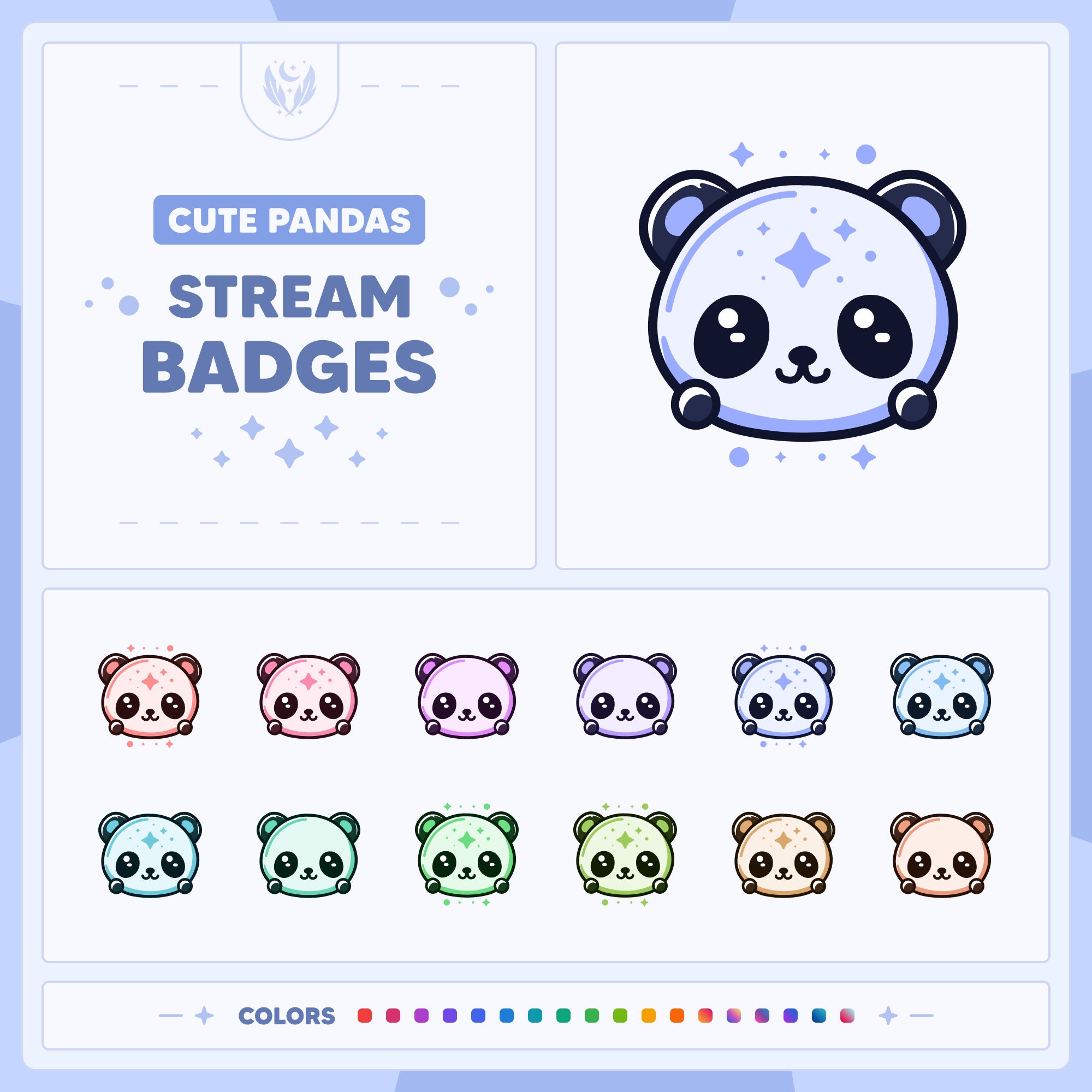 Cute Pandas Sub Badges for Twitch Twitch Sub & Bit Badges Panda Sub ...