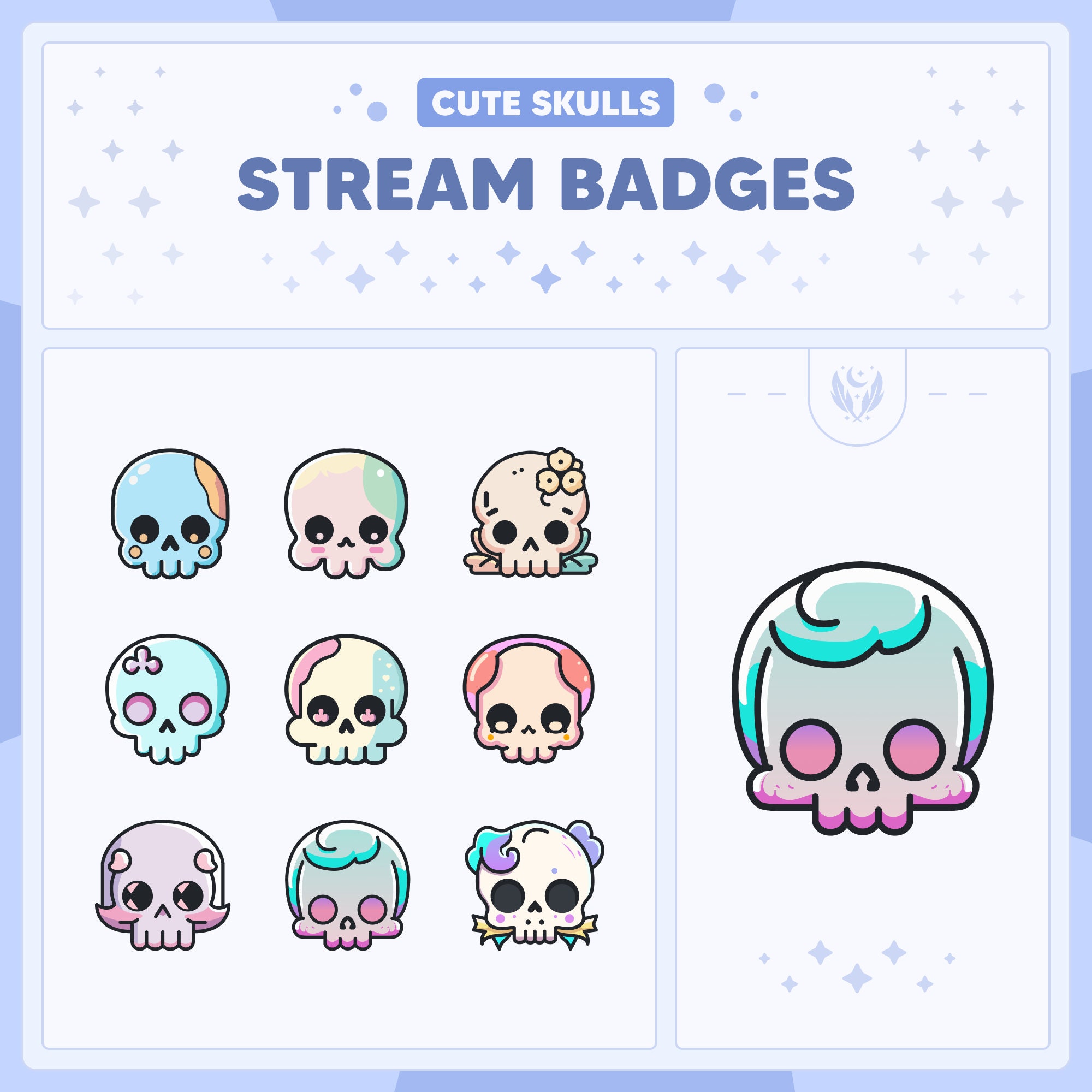 Cute Skulls Sub Badges for Twitch Twitch Sub & Bit Badges Spooky Sub ...