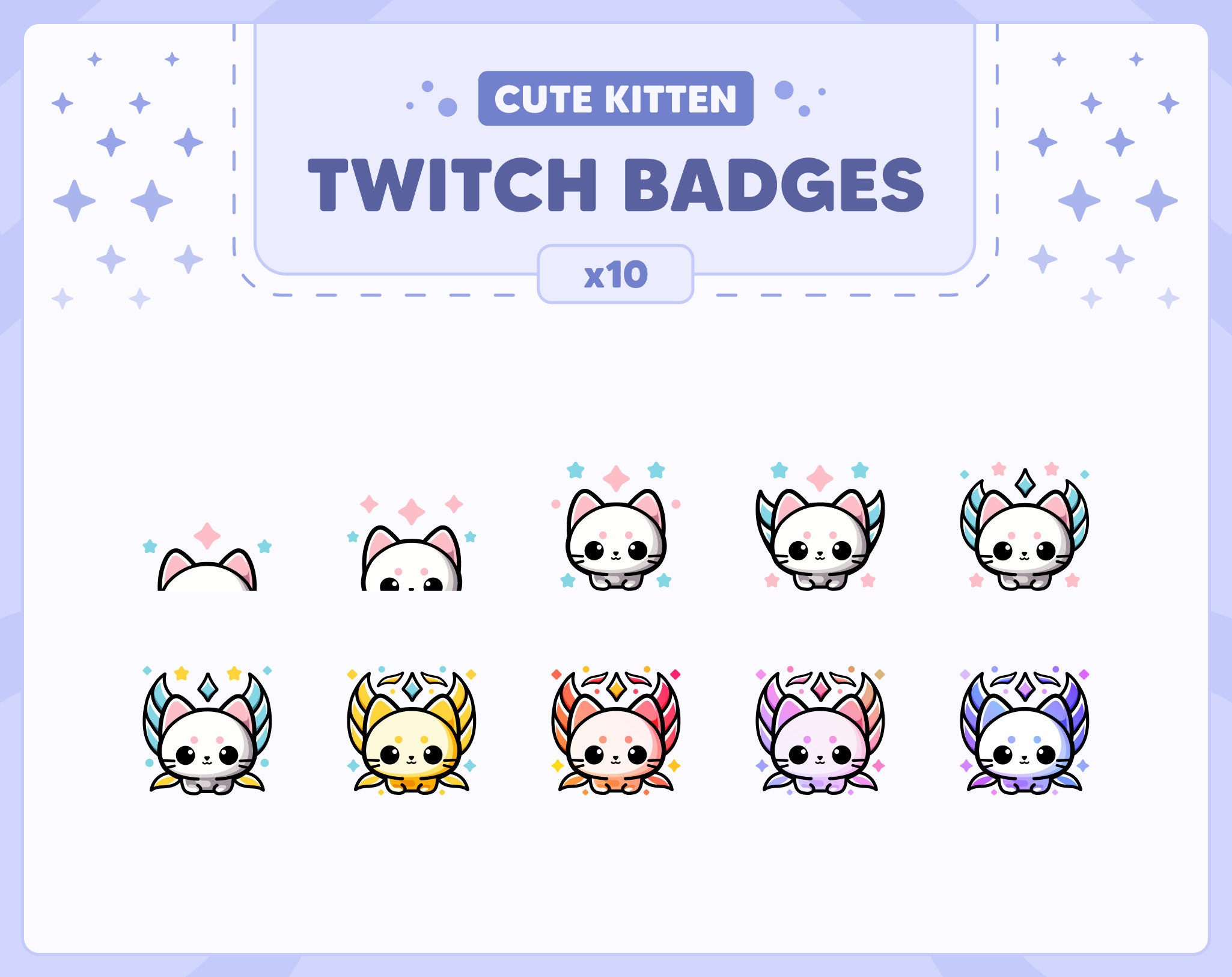 Cute Kitten Sub Badges for Twitch Twitch Sub & Bit Badges - Etsy
