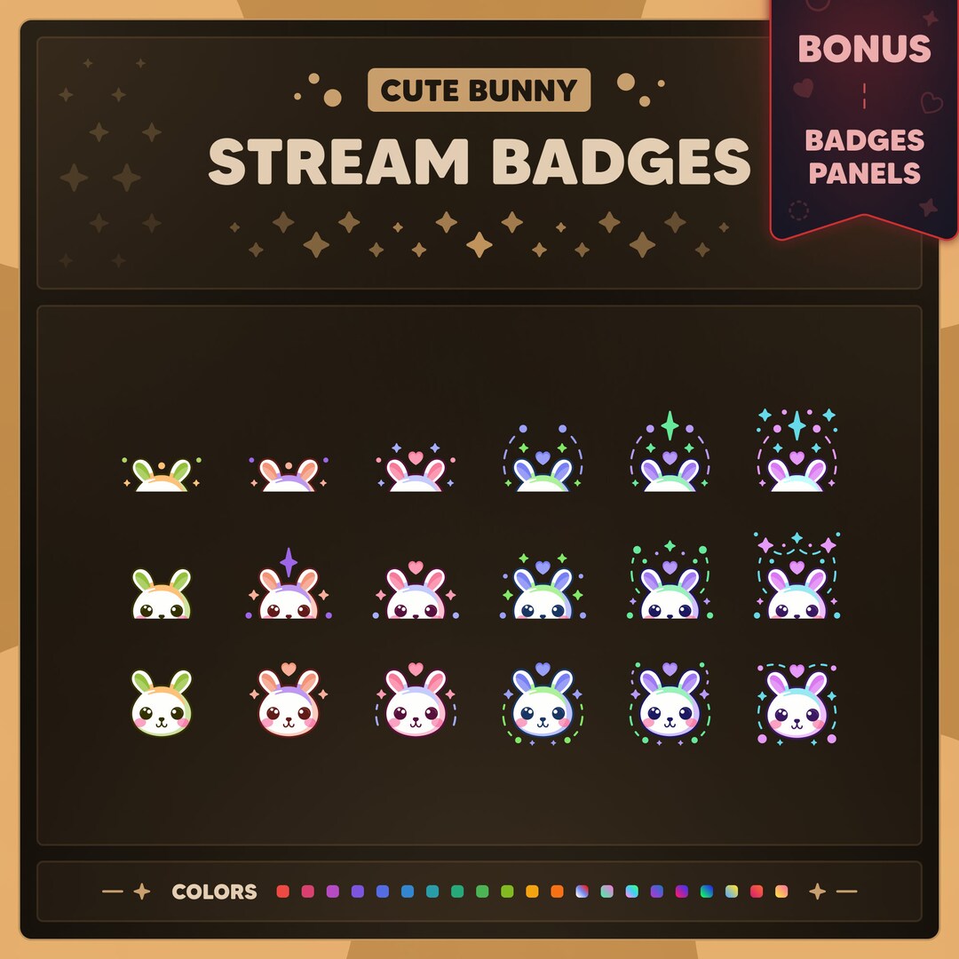 Cute Bunny Sub Badges for Twitch Twitch Sub & Bit Badges Kawaii Bunny ...