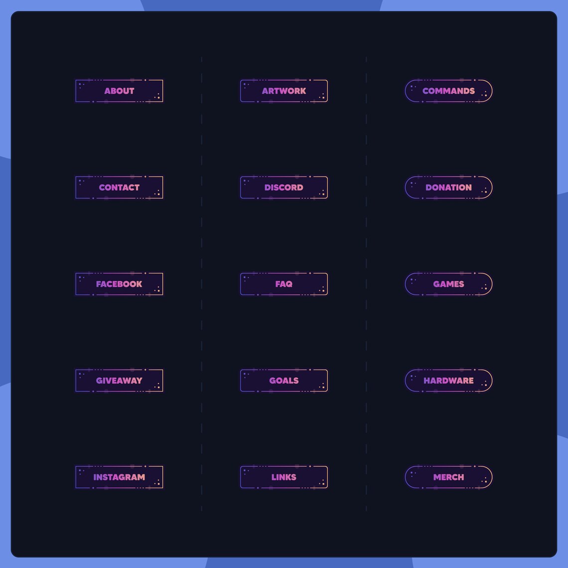 Starlight 30 Twitch Panels in 3 Versions and 6 Colors Kawaii Panels Magic Panels Stars Panels ...