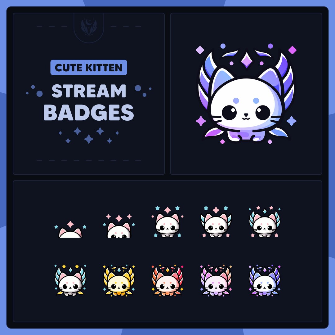 Cute Kitten Sub Badges for Twitch Twitch Sub & Bit Badges Kawaii Bunny ...