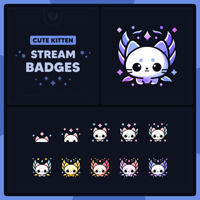 Cute Kitten Sub Badges for Twitch Twitch Sub & Bit Badges Kawaii Bunny ...