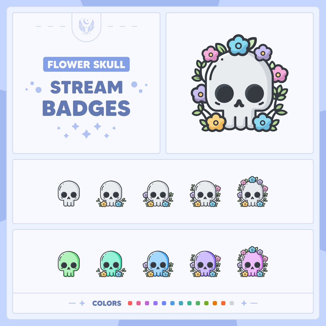 Flower Skulls Sub Badges for Twitch Twitch Sub & Bit Badges Plants Sub ...