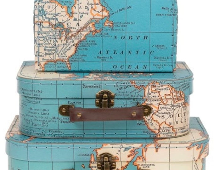 Vintage Map Decorative Storage Suitcase Style Gift Box for - Etsy