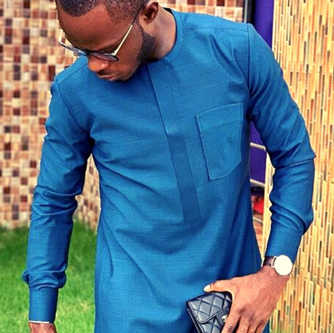Blue African Suit for Men Dashiki Clothing for Men Wedding Guest Suit ...