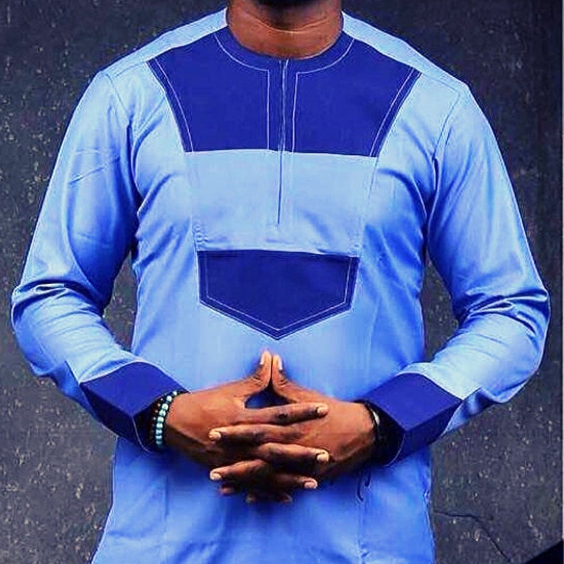 Blue African Suit for Men Dashiki Clothing for Men Wedding Guest Suit ...