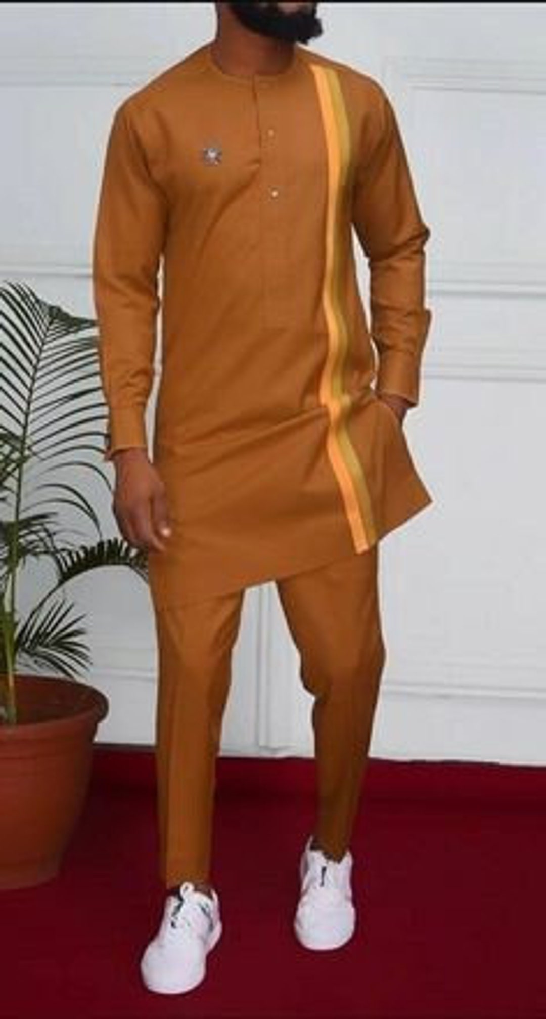 Modern African Clothing/ Sleek Mens Kaftan/ African Wedding Outfit ...