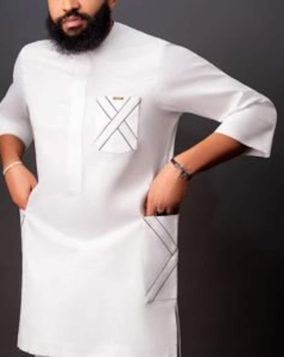Modern African Clothing/ White Mens Kaftan/ African Wedding Outfit ...