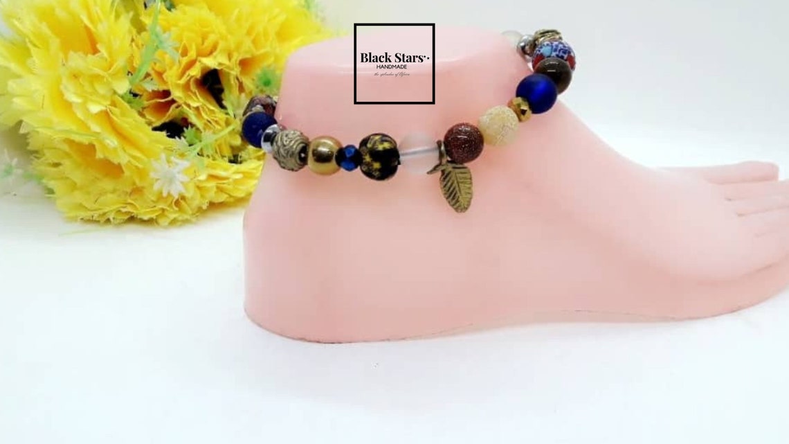 African Ankle Bracelet for Women African Bead Jewelry Anklet Adinkra ...
